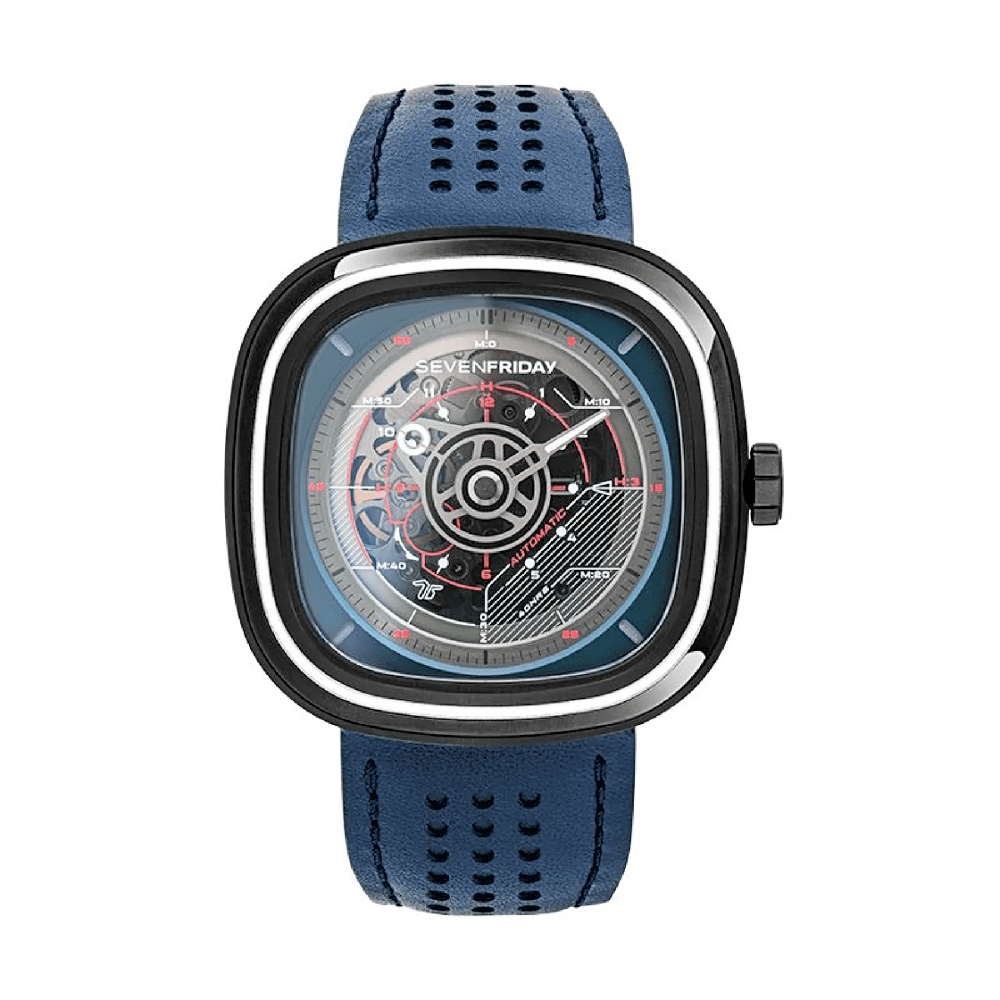 SEVENFRIDAY T3/01 Men's Automatic Watch, Blue, Transparent Dial – Ta ...