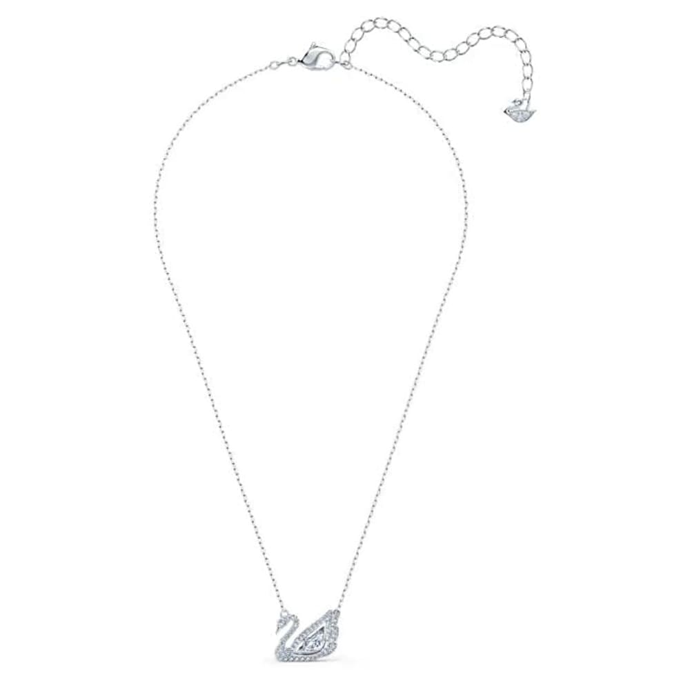 Swarovski 5514421 Dancing Swan Necklace, Rhodium Plated, White Crystal ...