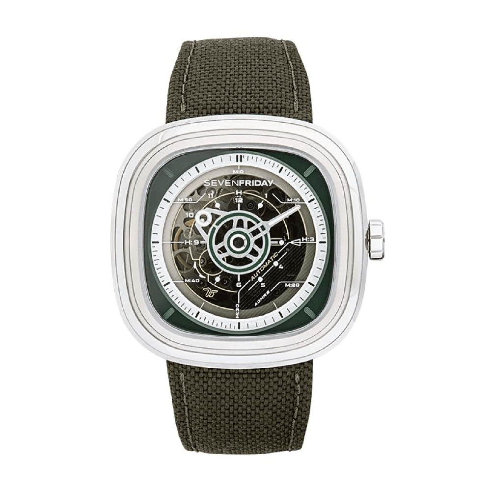 SEVENFRIDAY T2/01 Men's Watch, Green Dial, Canvas Strap, Transparent ...